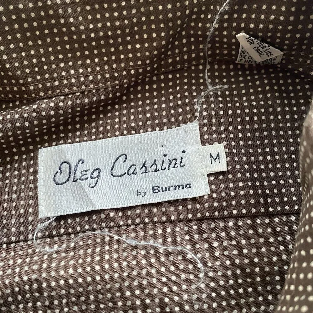 Oleg Cassini | Shirts | 7s Brown Polka Dot Shirt Oleg Cassini Vintage ...